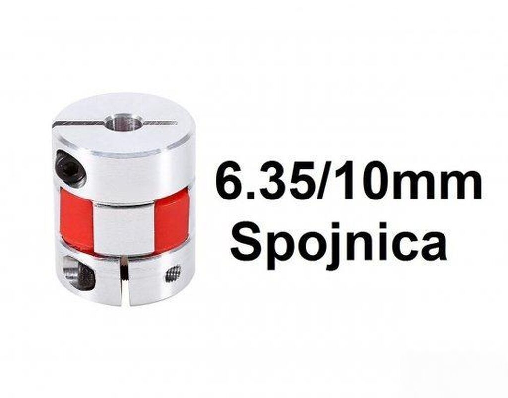 Elastična osovinaska spojnica 6.35 mm na 10 mm (step-down/reducer)