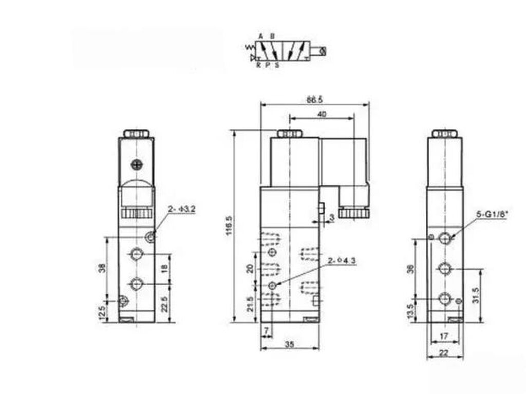 Elektromagnetni pneumatski ventil AirTAC 4V210-06 - Tip: 5/2 ili 5/3