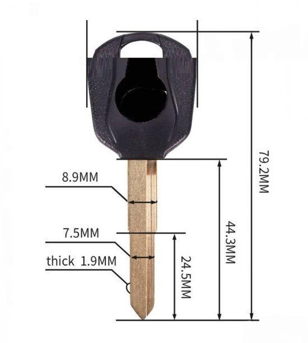 Prazan (nesecen) ključ za motocikle Honda - Tip: mehanički ključ bez