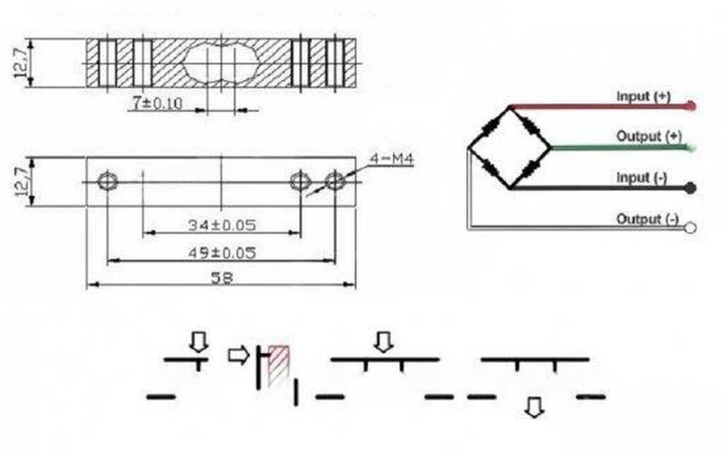 Davač sile (merač opterećenja) 2 kg – aluminijumska single-point merna
