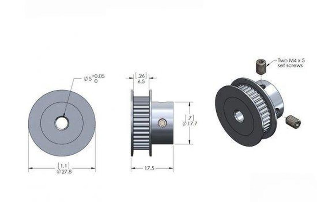 Aluminijumska remenica za zupčasti kaiš GT2 - Tip: GT2 remenica za