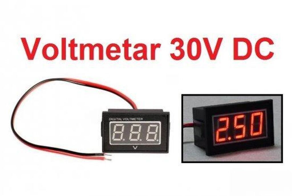 Digitalni voltmetar 0–30V DC - Mini panelni voltmetar sa 3-cifrenim
