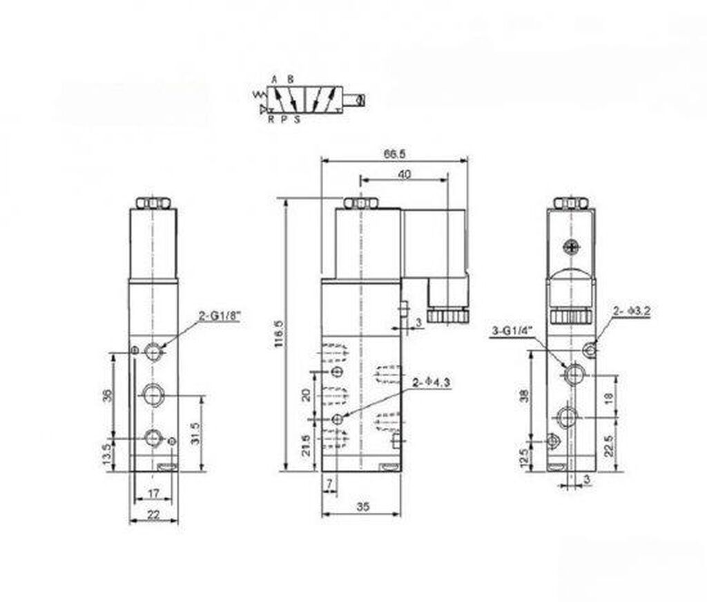 Pneumatski elektromagnetni ventil AIRTAC 4V210-08 - Tip: 5/2 putni