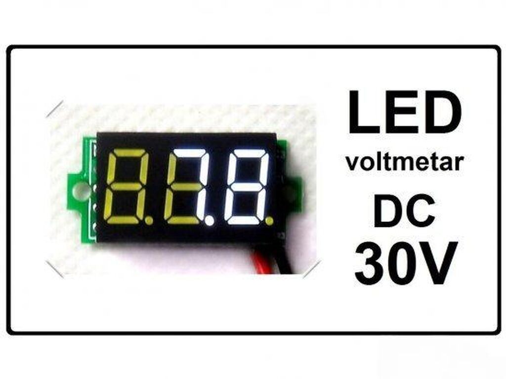 Mini LED voltmetar DC do 30V - Opseg merenja: 0–30V DC (direktno