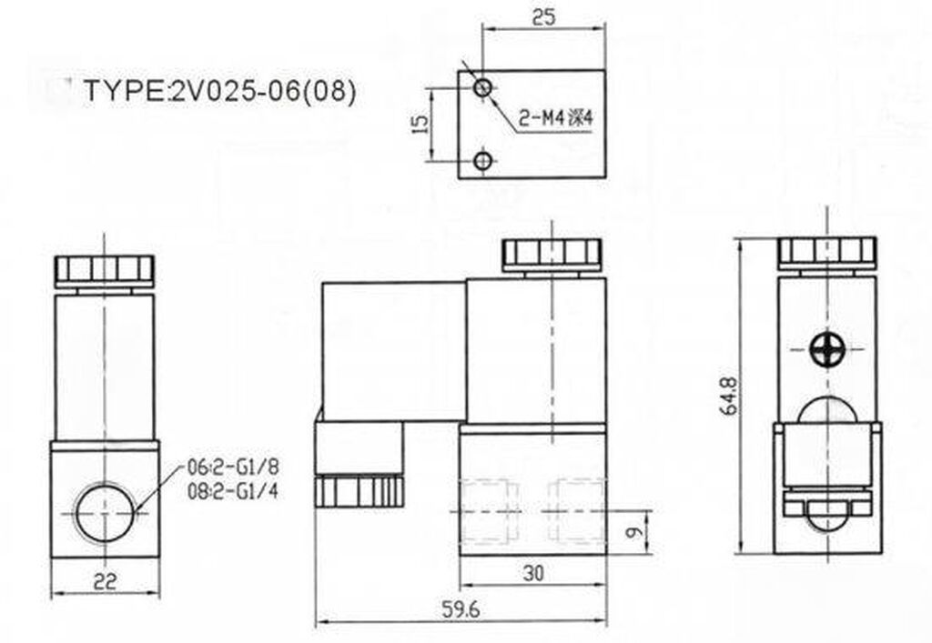 Elektromagnetni ventil AIRTAC 2V025-08 - Tip: 2/2, normalno zatvoren