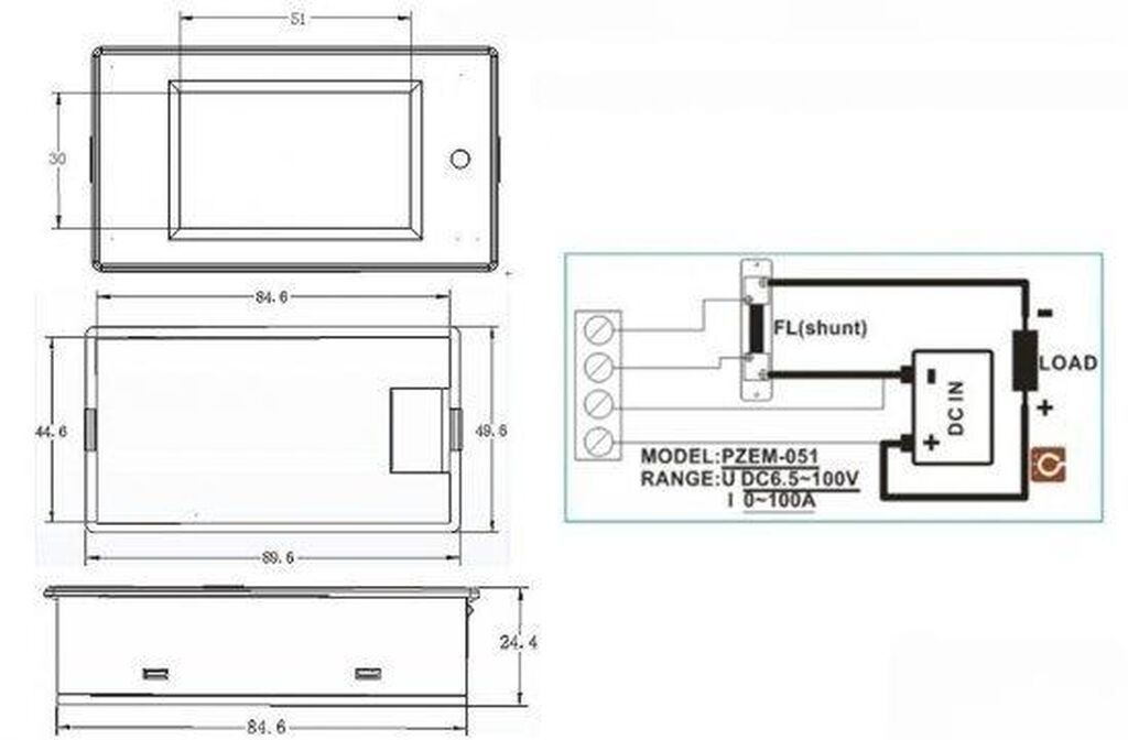Digitalni DC merač napona/struje/snage sa šantom – model PZEM-051