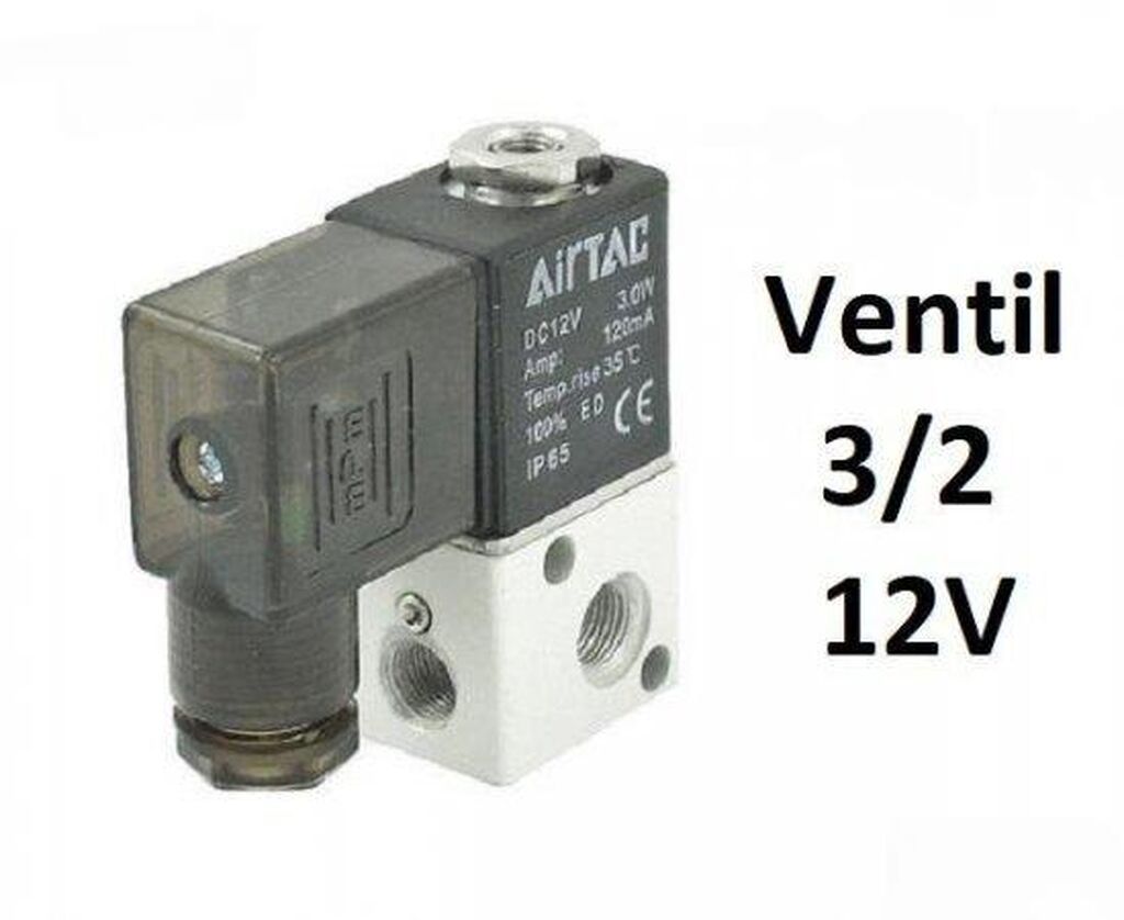 AIRTAC elektromagnetni pneumatski ventil 3/2, 12 V DC - Tip: 3/2