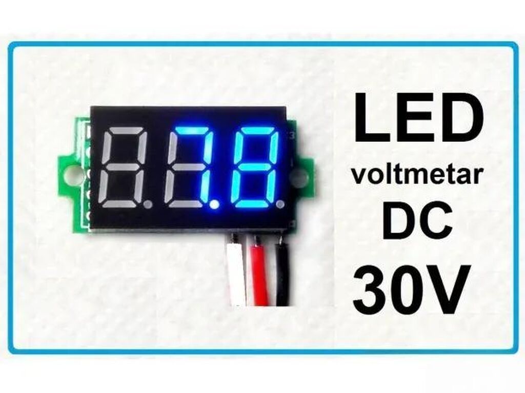 Mini LED DC voltmetar 0–30 V - Digitalni prikaz: 3-cifren