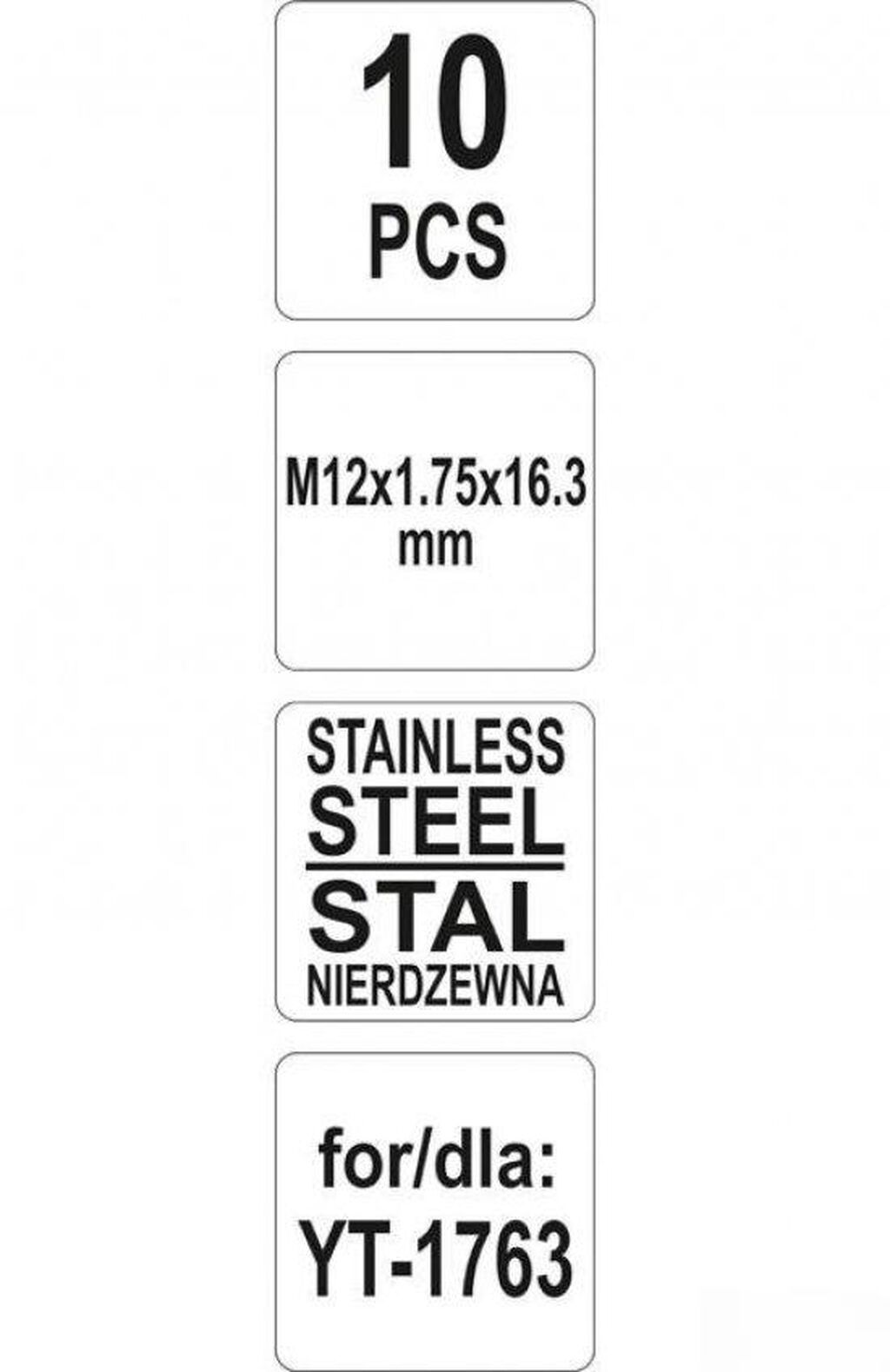 YATO navojne umetke – set 10 kom - Model: YT-1768 - Dimenzije: M12 x