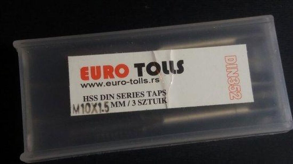 Set metlica (navojnih tarača) EURO TOOLS – HSS, DIN 352 - Tip: ručni