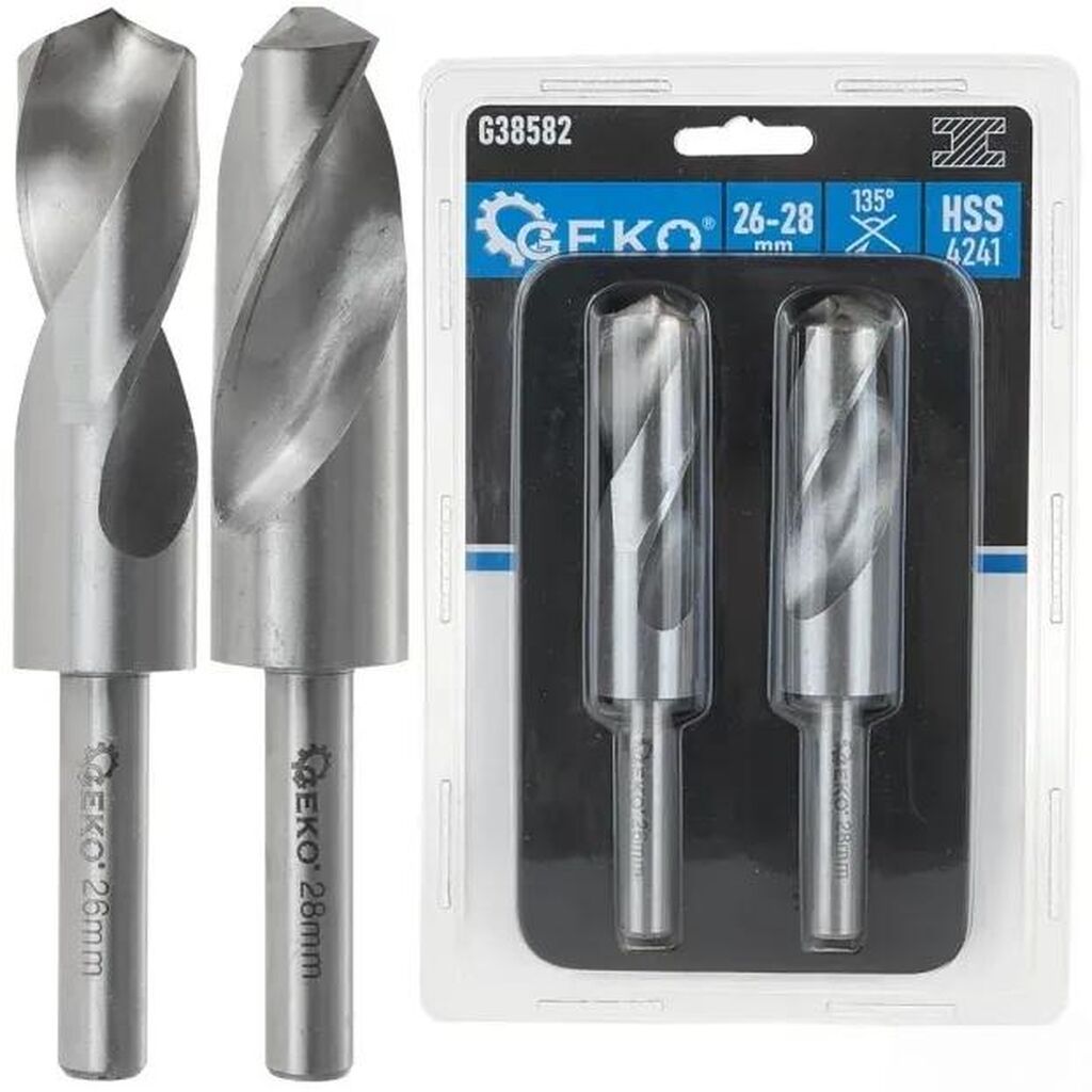 GEKO set spiralnih burgija za metal – 26 i 28 mm - Tip: HSS spiralne