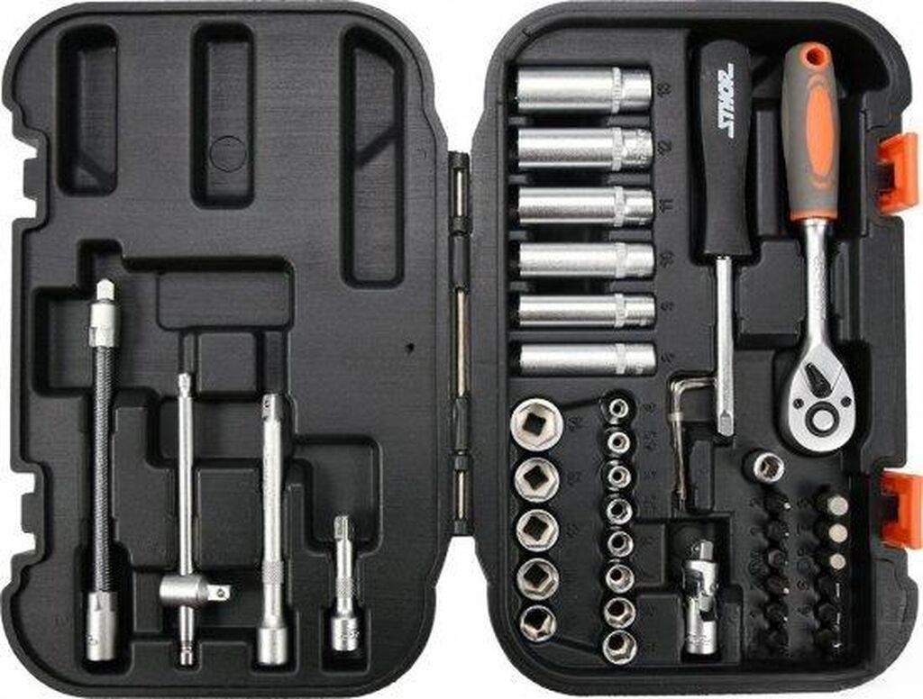 STHOR 58641 – set nasadnih gedora i bitova, 1/4", 42 dela, u čvrstom