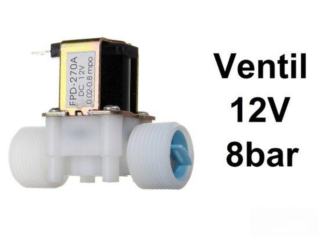 Elektromagnetni ventil za vodu 12V DC, pritisak do 8 bar. Ključne