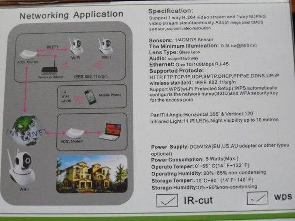 IP Wi‑Fi sigurnosna kamera za nadzor (mobilna phone network camera) sa