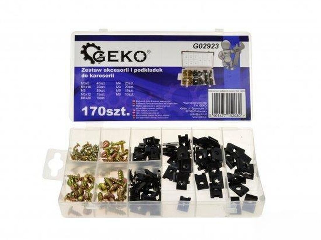 GEKO G02923 – Set za karoseriju, 170 delova - Univerzalni set kopči