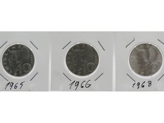 lot austrija 10 šilinga srebro 1965 1966 1968