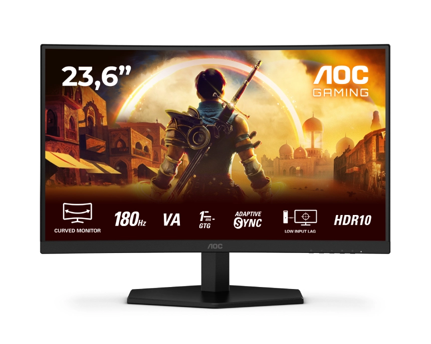Monitor 23.6" AOC C24G42E VA/Zakrivljeni/FHD/1920x1080/180Hz/4ms GtG/HDMIx2, DP/Adaptive Sync/VESA/Crna