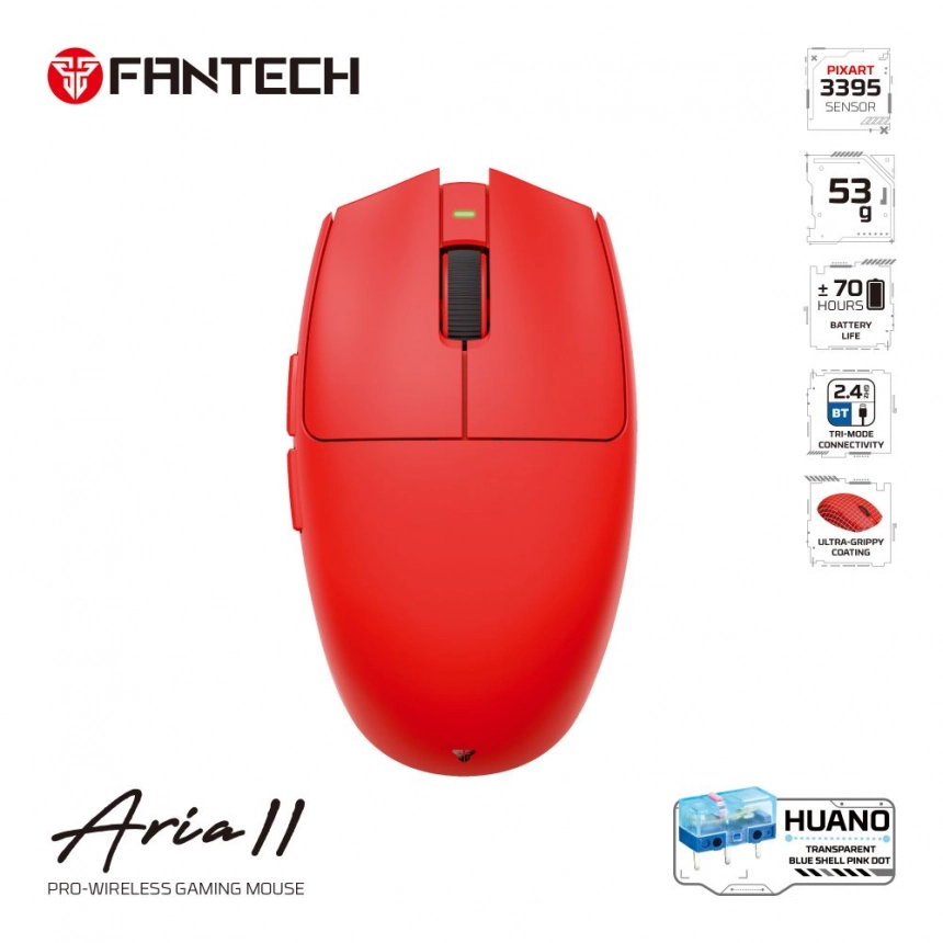 Mis Wireless Gaming Fantech XD7V2 Aria II crveni