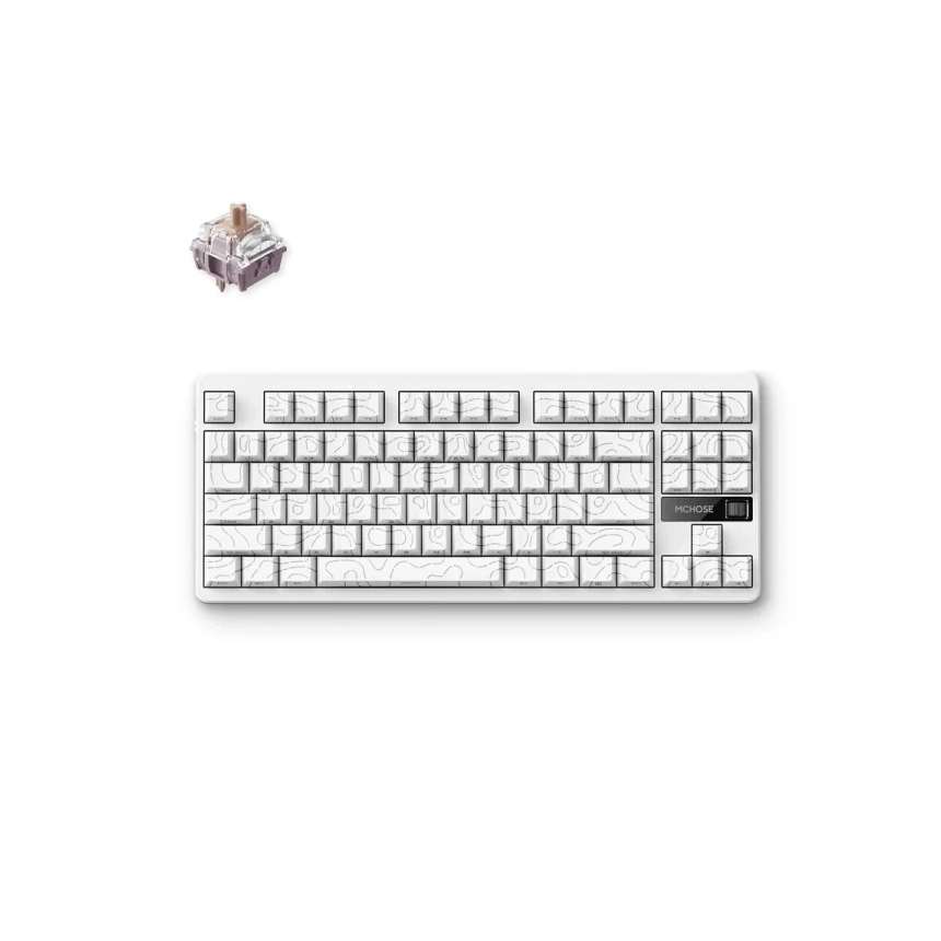 Bežična gaming tastatura MCHOSE G87 Mehanička white topographic