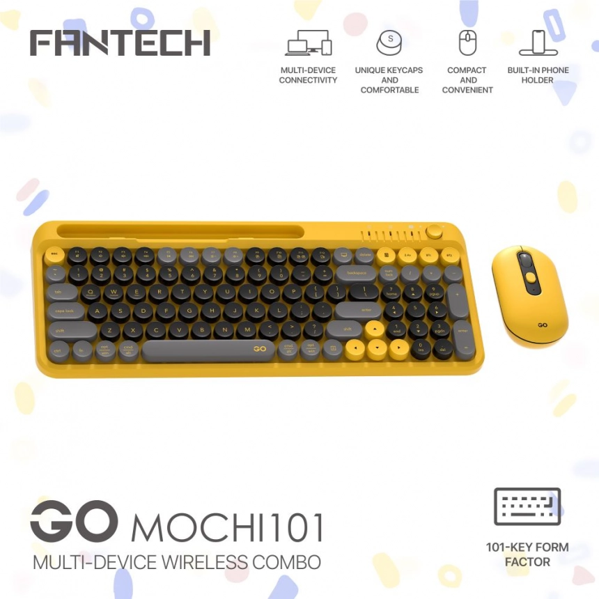 Combo mis tastatura wireless Fantech WK-899 GO mochi101 zuta