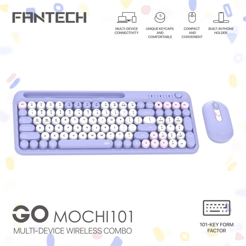 Combo mis tastatura wireless Fantech WK-899 GO mochi101 ljubicasta