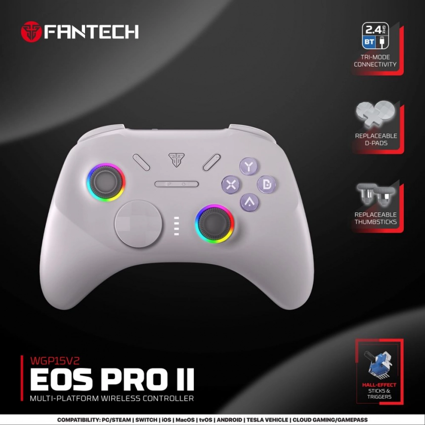 Joypad wireless Fantech WGP15V2 EOS PRO II multiplatform RGB sivi
