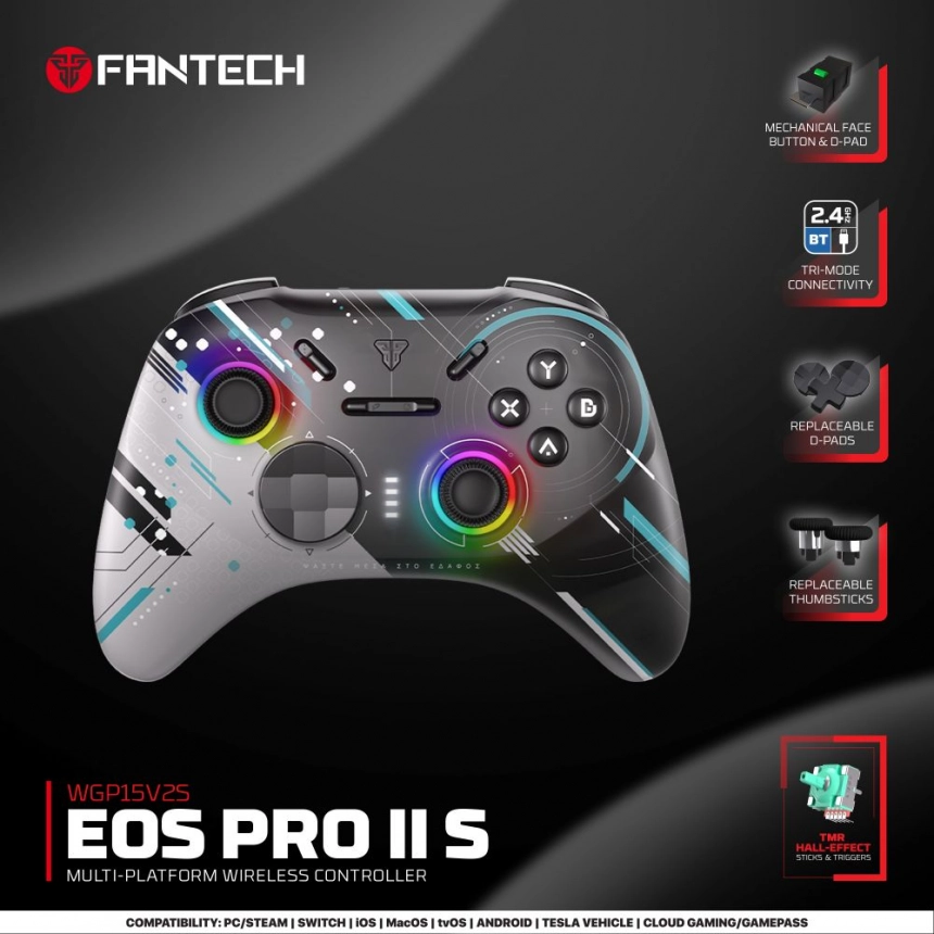 Joypad wireless Fantech WGP15V2S EOS PRO II S Geminus multiplatform RGB crni
