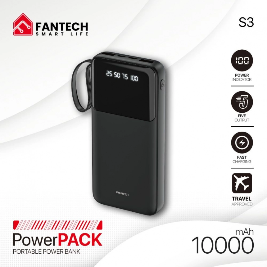 Power bank Prenosiva baterija Fantech S3 10000mAh, 10W crni