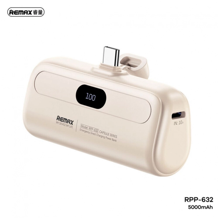 Power bank prenosiva baterija REMAX Capsule series RPP-632 2A Type C 5000mAh bela