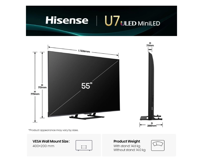 HISENSE 55 inča 55U7Q ULED Mini-LED 4K UHD Smart TV
