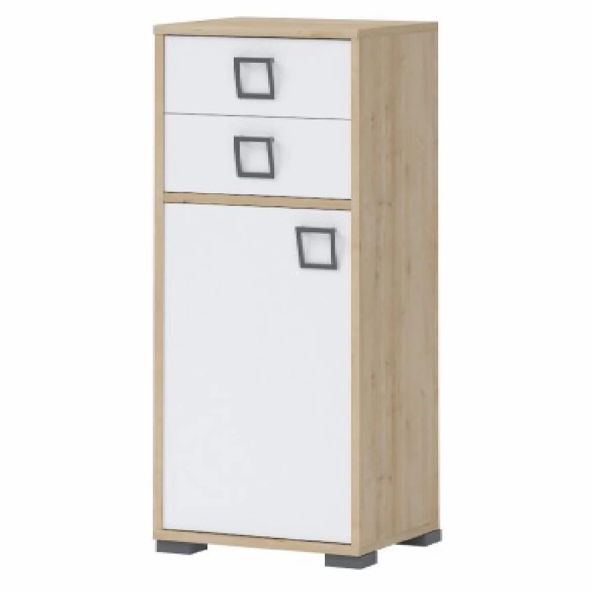 Kiki OR12-BK/KI-15 komoda + 2 fioke + vrata, 44x37x102 cm, boja bukva/bela