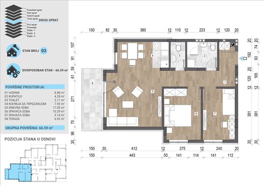 Extra lux stan u izgradnji, 66.59m2,povraćaj pdv-a