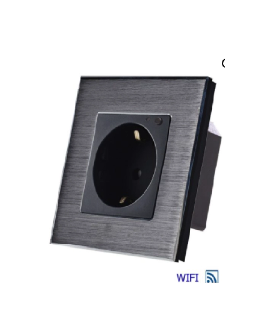 Exeshop 16A EU Wi-Fi WALL SOCKET AL Crni (TUYA)