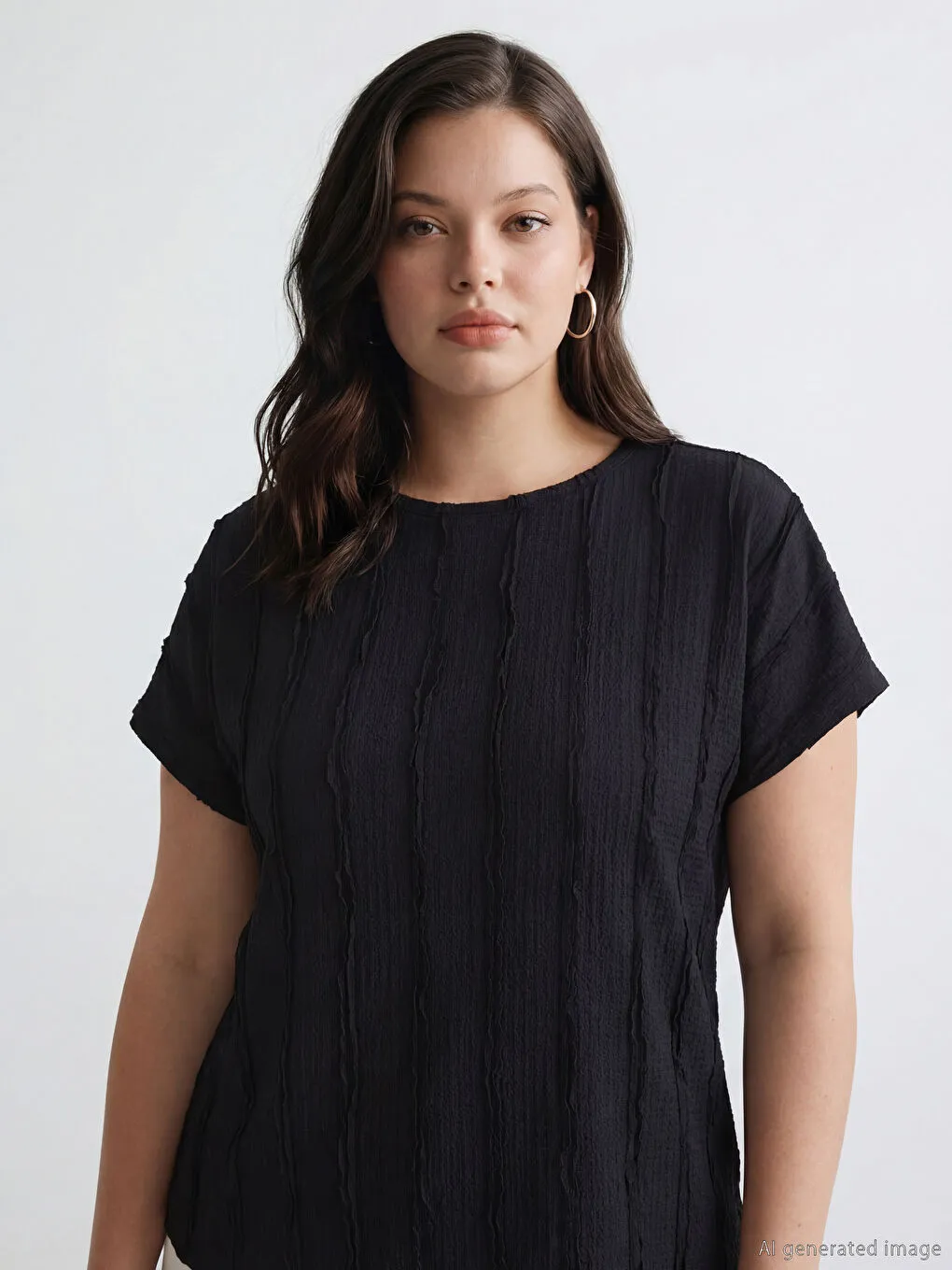 LCWAIKIKI Classic Bluza Sa Okruglim Izrezom I Teksturom