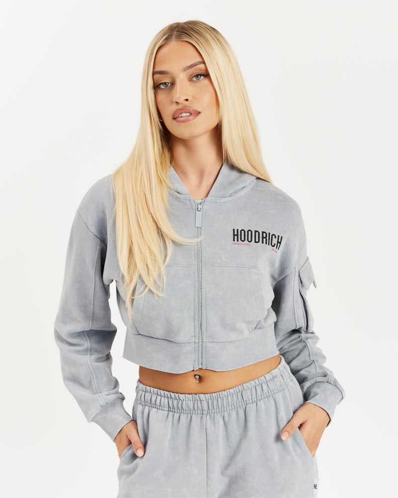 Hoodrich Peak Cropped Full Zip Ženske Duks Sive Svijetlo Plave Srbija | 56IVUBYRM