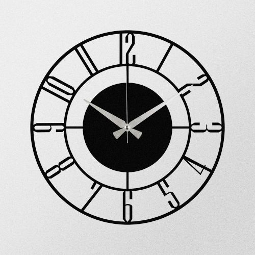 Wallity Enzoclock - S011 Black Decorative Metal Wall Clock VIZUELNO OŠTEĆENJE