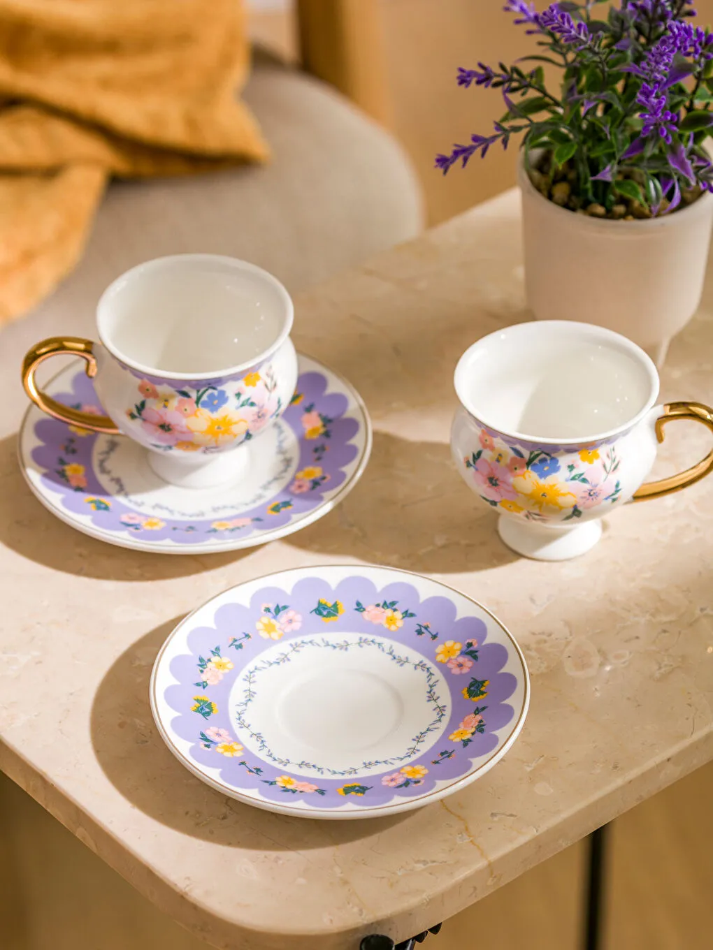 LCW HOME Set Šoljica Za Kafu Od Porcelana Sa Štampom Za 2 Osobe 90 Ml