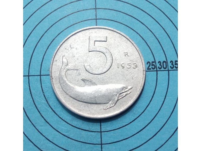 Italija 5 lira 1953g km92