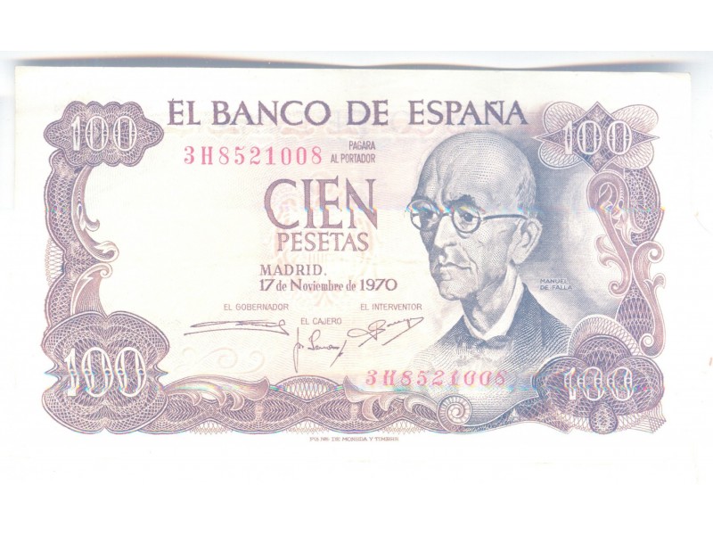 Spanija 100 pesetas 1970