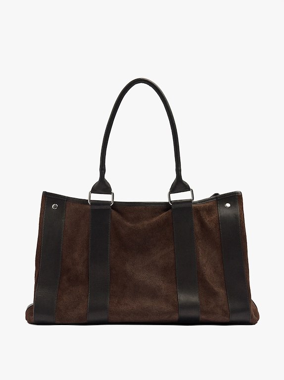 LEATHER SHOPPER BAG WITH L STRAPS