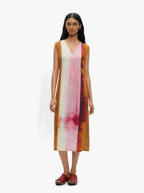 PRINTED DRESS 100% LINEN