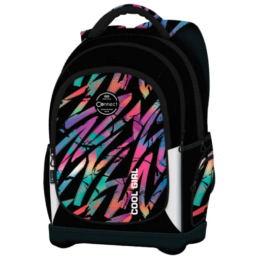 Ranac đački anatomski lagan Cool Girl Connect 40232 crno-šareni