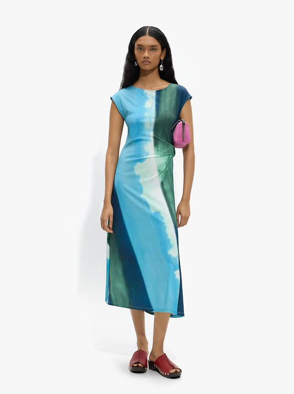 MIDI DRESS WITH DRAPED