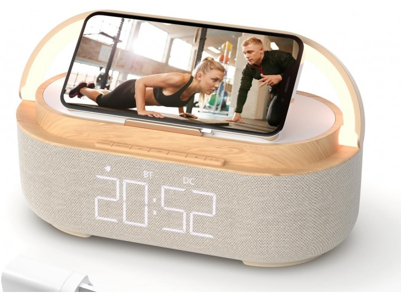 COLSUR Bluetooth Zvučnik Budilnik+Radio+Bežični Punjač,