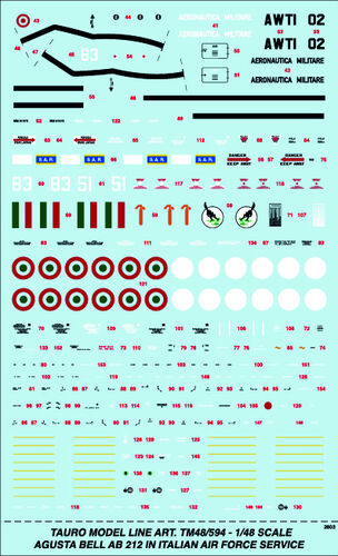 NEW! TAURO MODEL 48-594 Agusta Bell AB212 In Italian Air Force Service