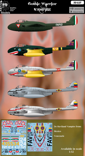 NEW! Aztec 32G117 de Havilland Vampire FB.5 in Chile, Mexico and Venezuela