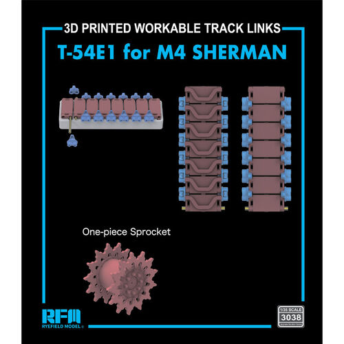 Rye Field Model RM-3038 M4 Sherman - 3D-Printed T-54E1 Workable Track Links