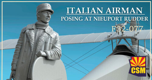 NEW! Copper State Models F32-077 Italian Airman Posing at Nieuport XI Rudder (1 Figure)