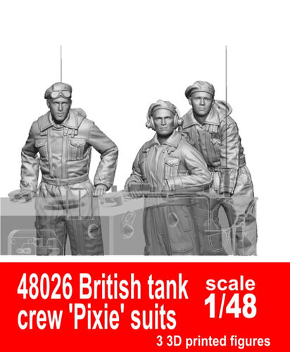NEW! Glowel Miniatures 48026 British Tank Crew 'Pixie' Suits (3 Figures / 3D-Printed)