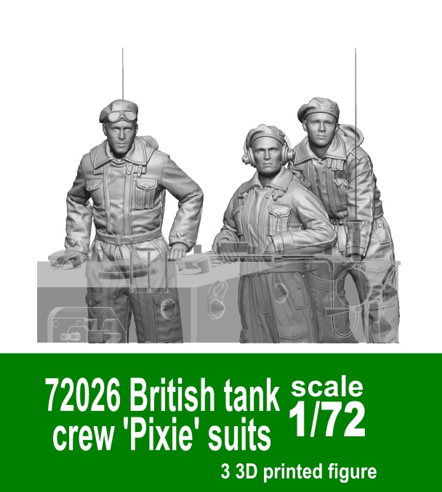 NEW! Glowel Miniatures 72026 British Tank Crew 'Pixie' Suits (3 Figures / 3D-Printed)